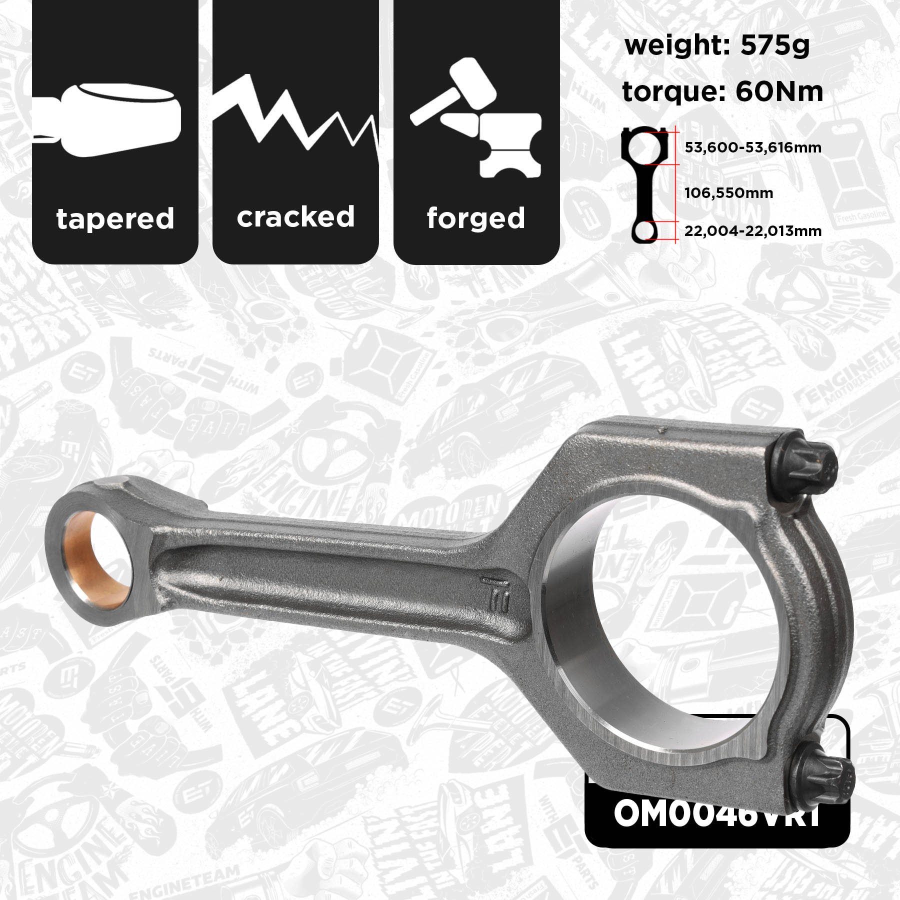 Conrods set 6 pcs - OM0046VR1 ET ENGINETEAM - 11247624616, 11247589540 ...