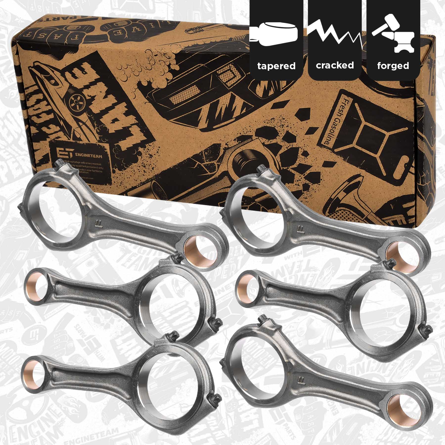 Conrods set 6 pcs - OM0077VR1 ET ENGINETEAM - 059198401N, 059198401H ...