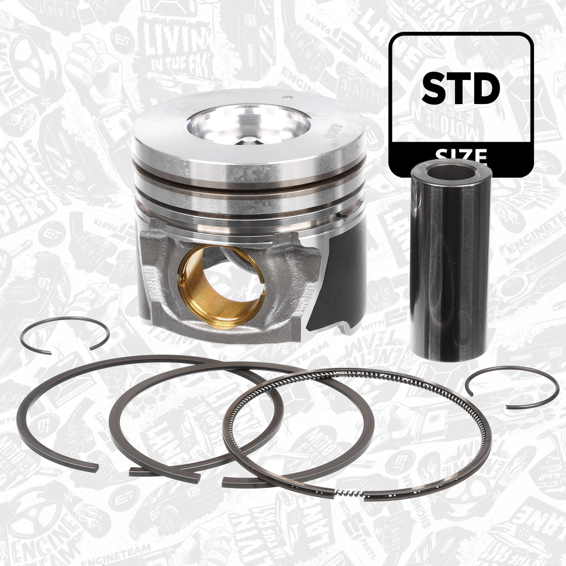 Piston with rings and pin - PM002900 ET ENGINETEAM - 23410-27930 ...