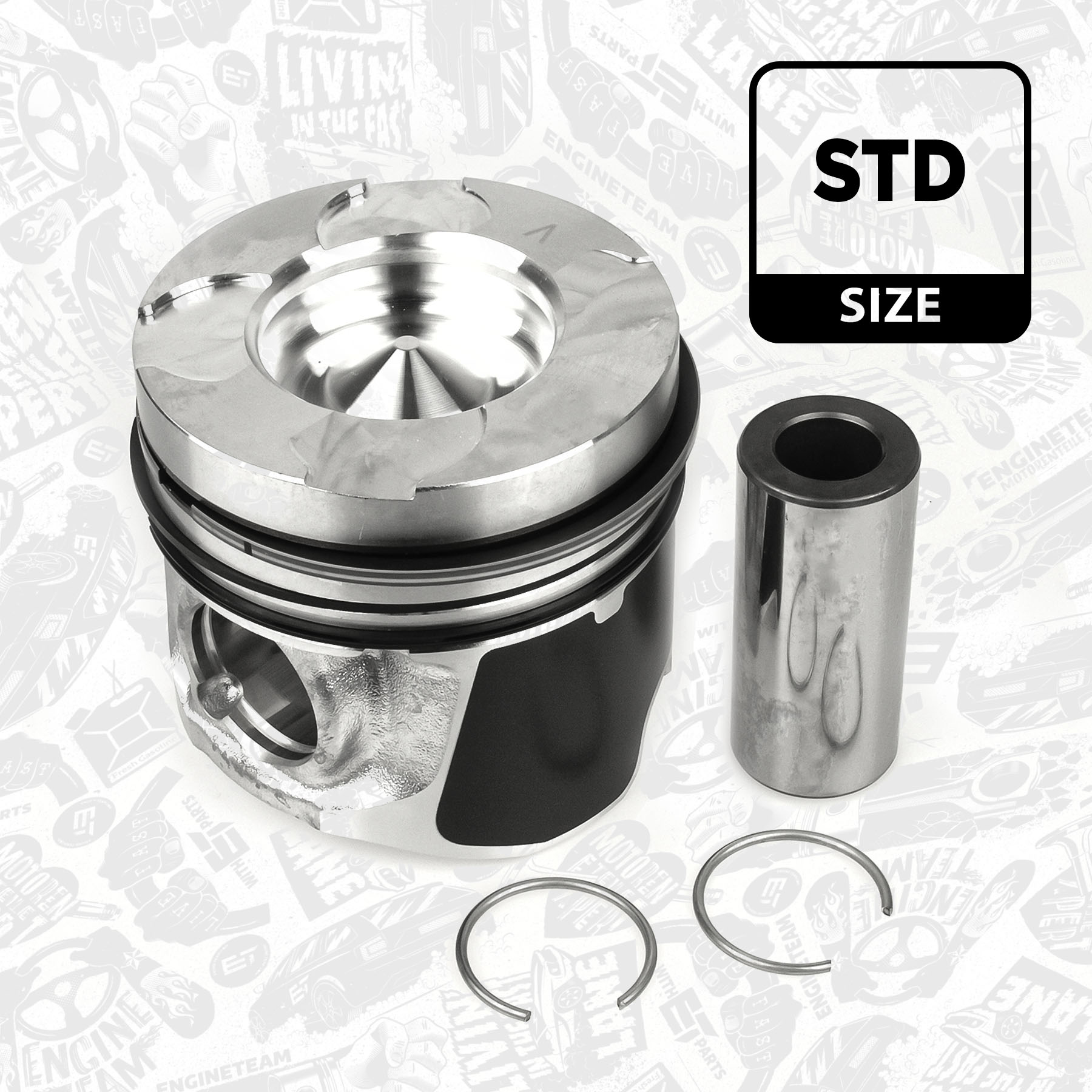 Piston with rings and pin - PM004600 ET ENGINETEAM - 12000-00Q0H ...