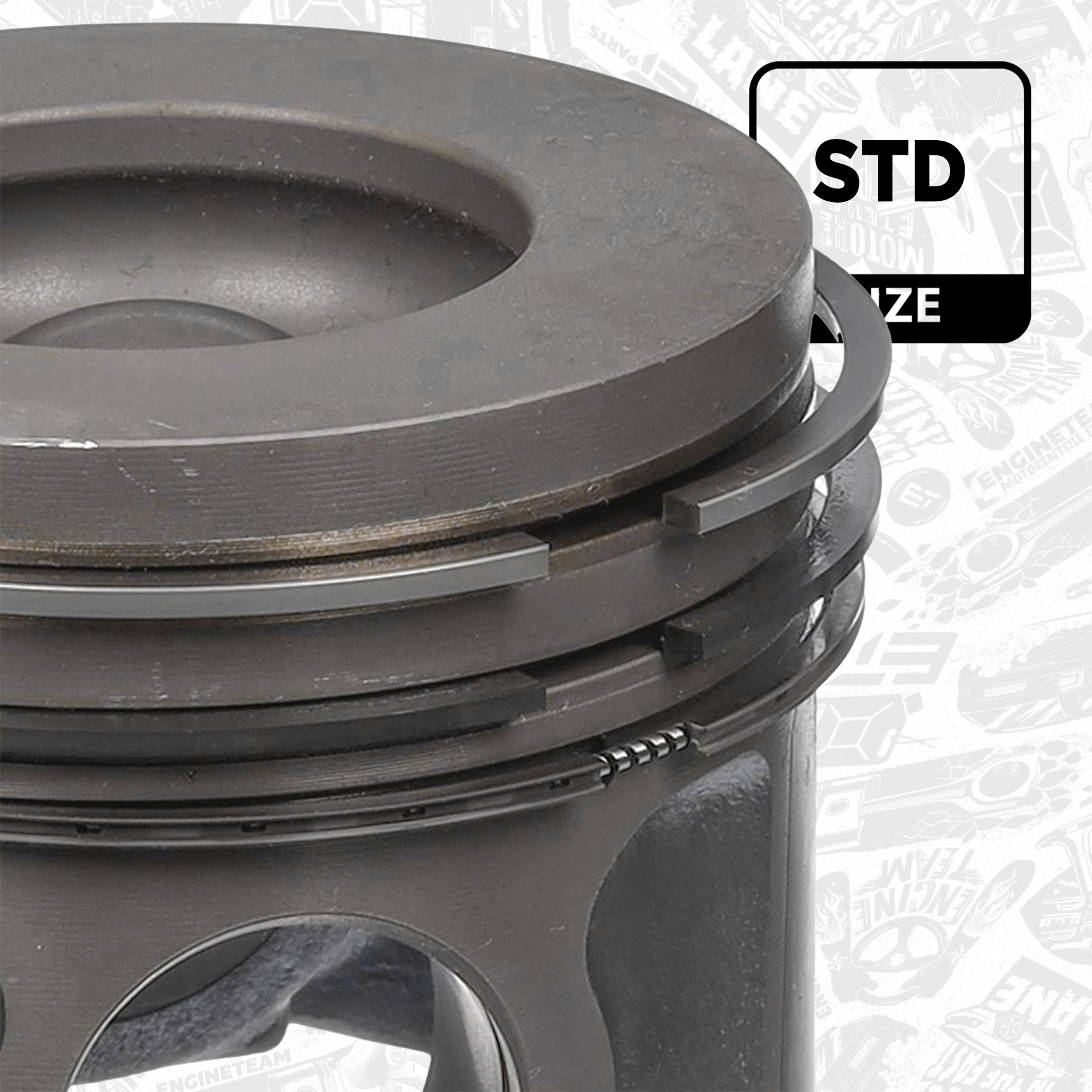 Piston with rings and pin - PM004700 ET ENGINETEAM - 9800484180 ...