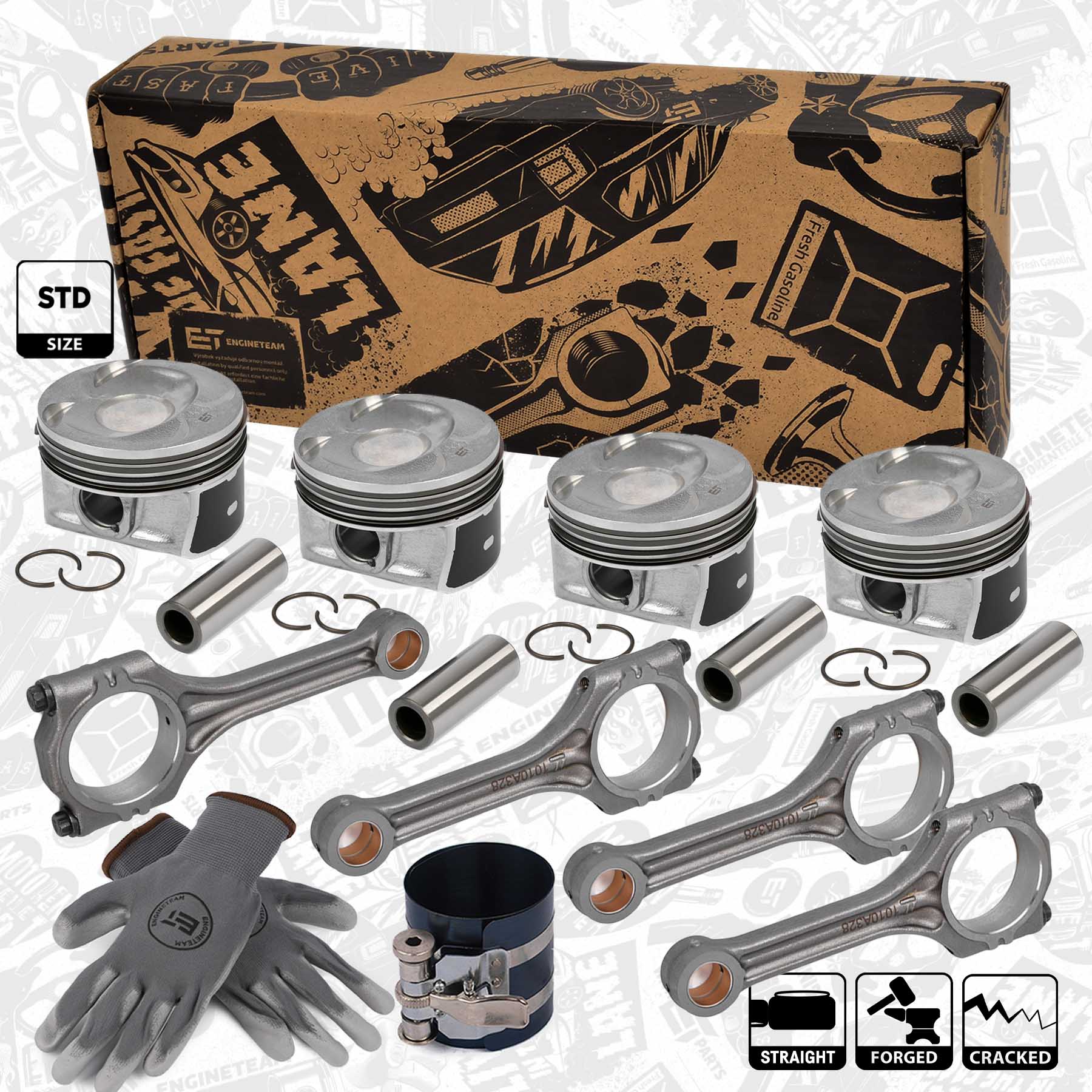 Piston Set + conrods - PM004800ETVR2 ET ENGINETEAM - 03C107065AP ...