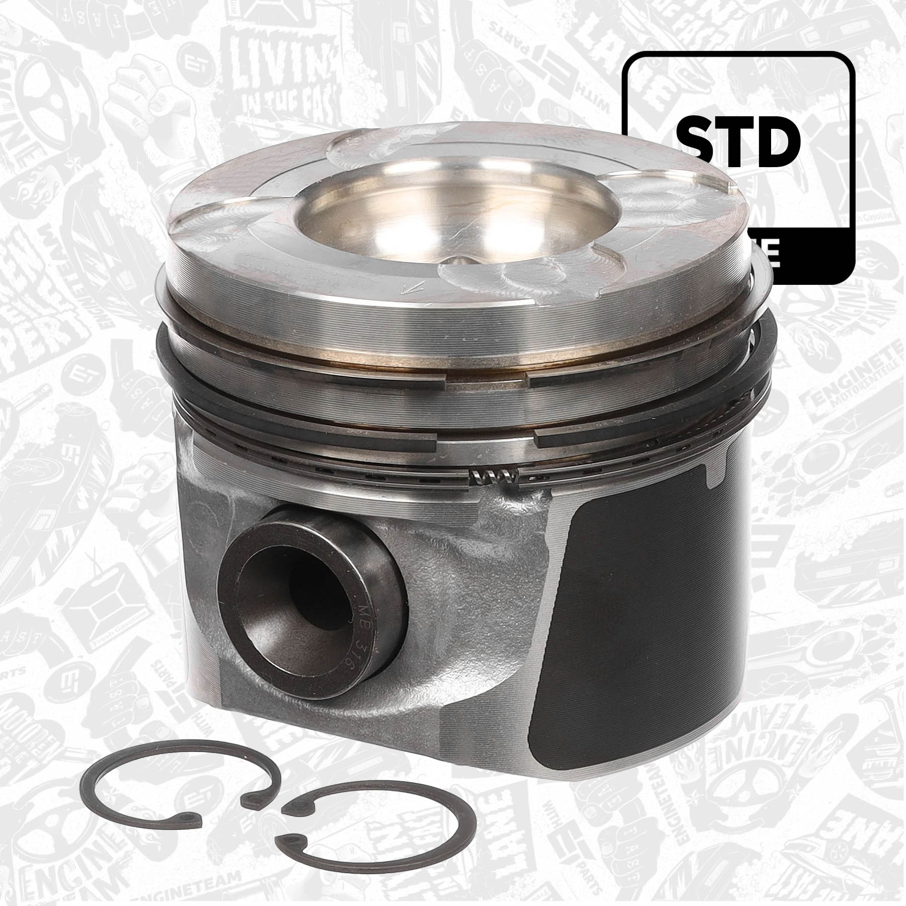 Piston with rings and pin - PM005600 ET ENGINETEAM - A2010-5X00A, A2010 ...