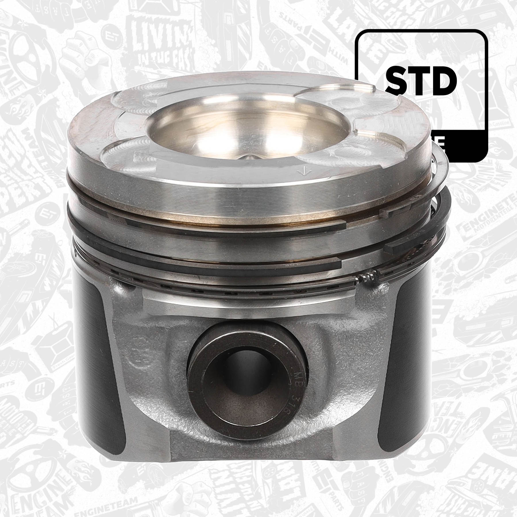 Piston with rings and pin - PM005600 ET ENGINETEAM - A2010-5X00A, A2010 ...