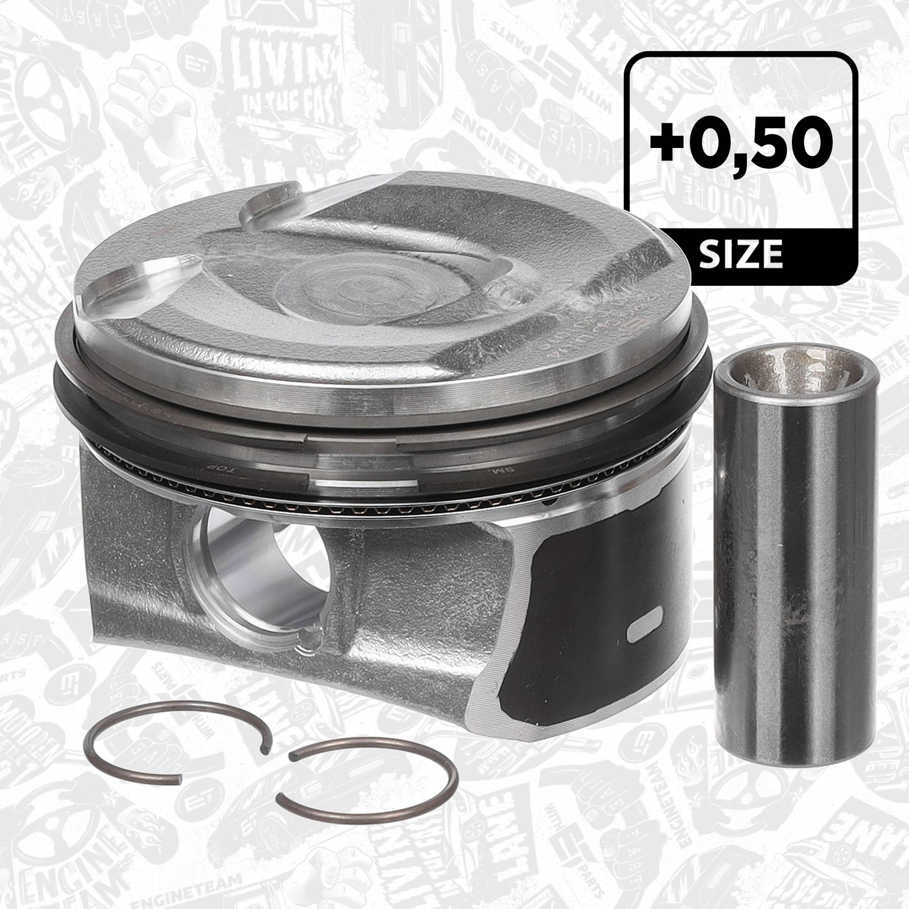 Piston with rings and pin - PM006850 ET ENGINETEAM - 851975, 1613665180 ...