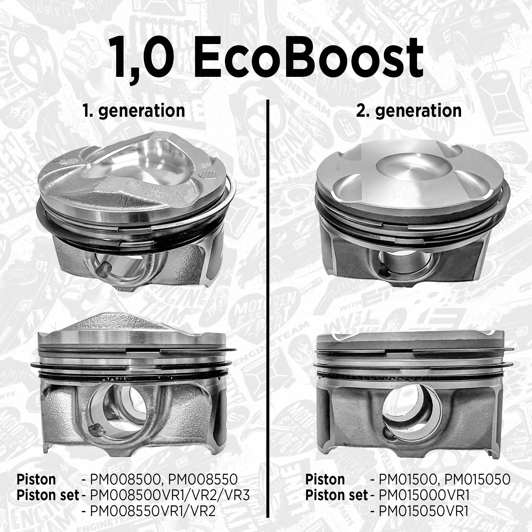 Piston Set + conrods - PM008500VR3 ET ENGINETEAM - CM5G-6205-FA, CM5G ...