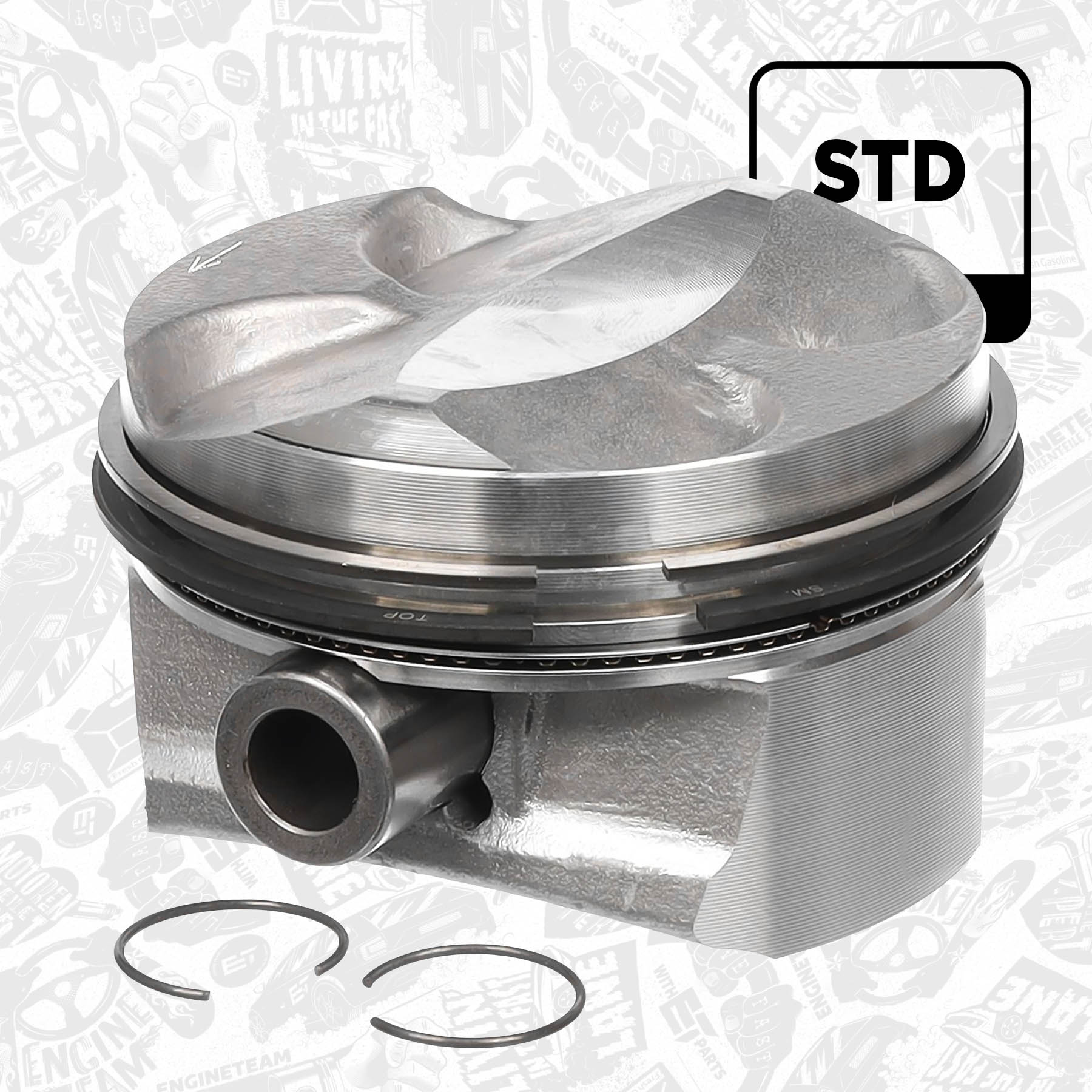 Piston with rings and pin - PM008800 ET ENGINETEAM - 0628.T6 ...
