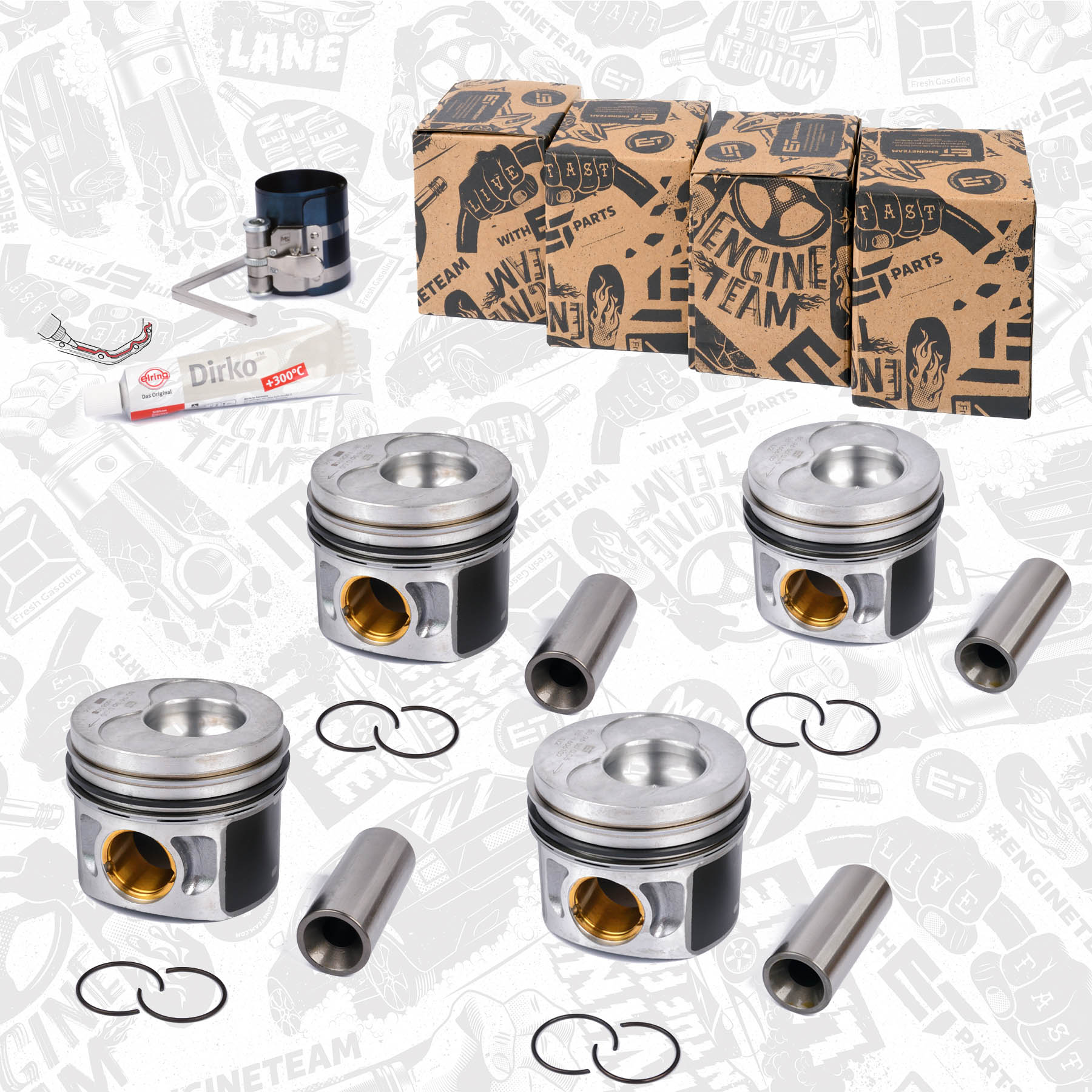 Piston kit - PM009900ET ET ENGINETEAM - 038107065HE, 038107065HM ...