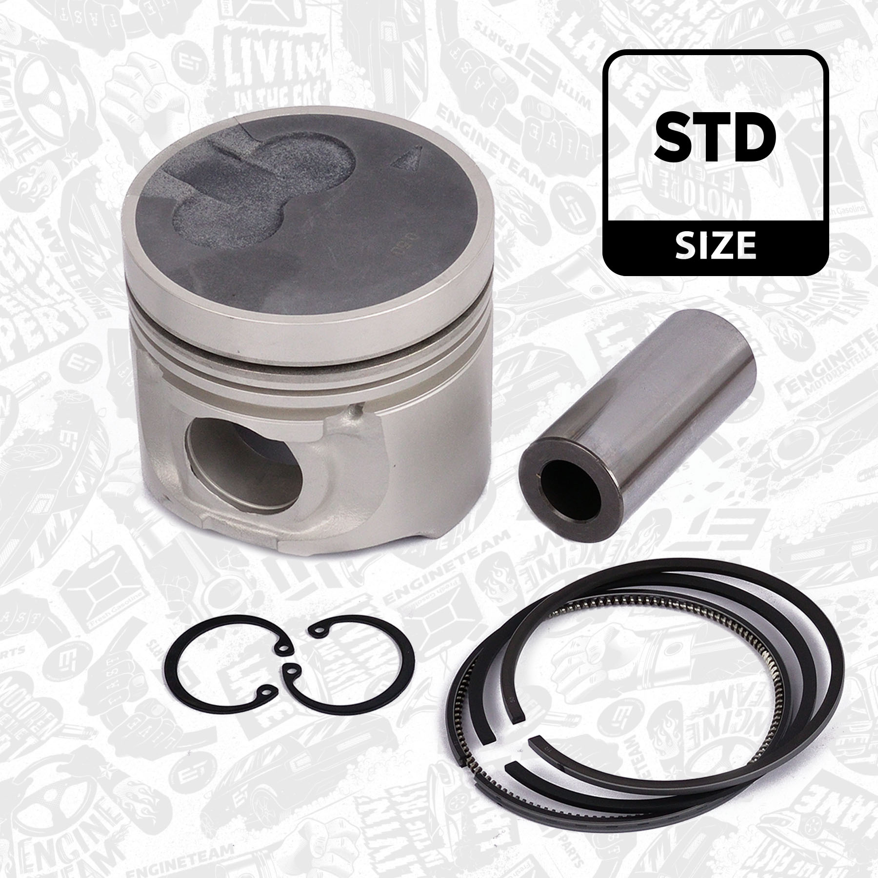Piston with rings and pin - PM010100 ET ENGINETEAM - MD377962, MD377963 ...