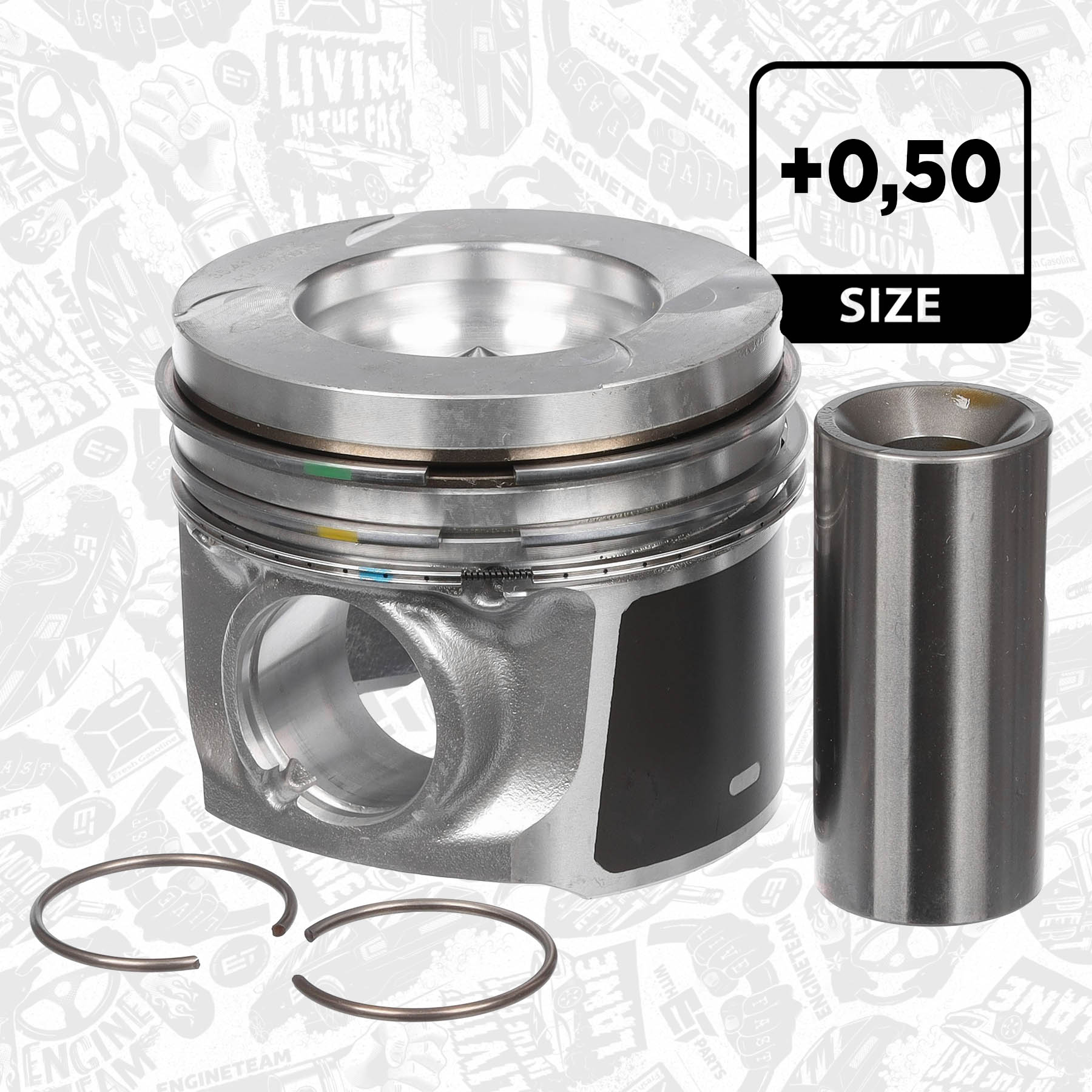 Piston with rings and pin - PM010650 ET ENGINETEAM - 100-13141 | K ...