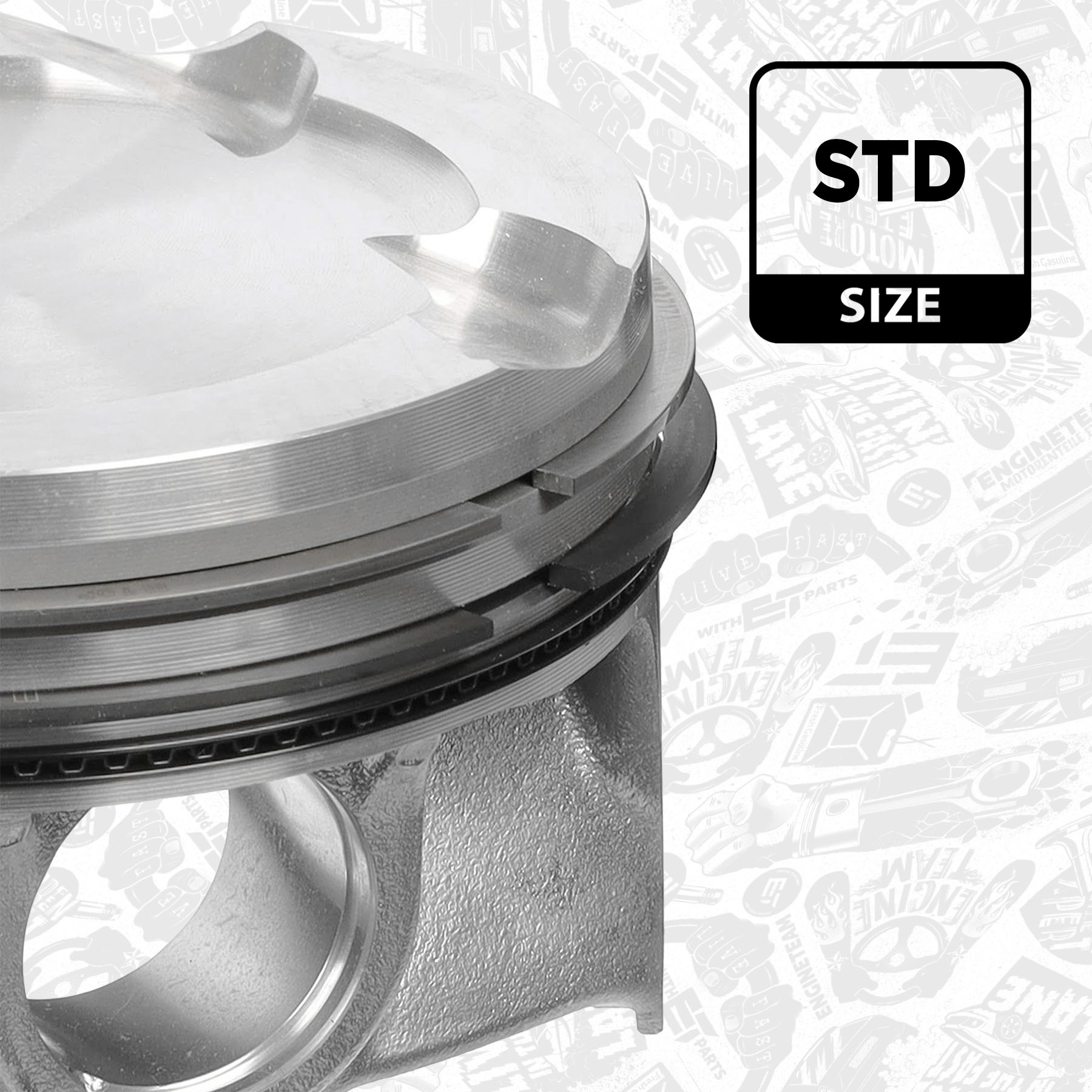Piston with rings and pin - PM011200 ET ENGINETEAM - 121104786R ...