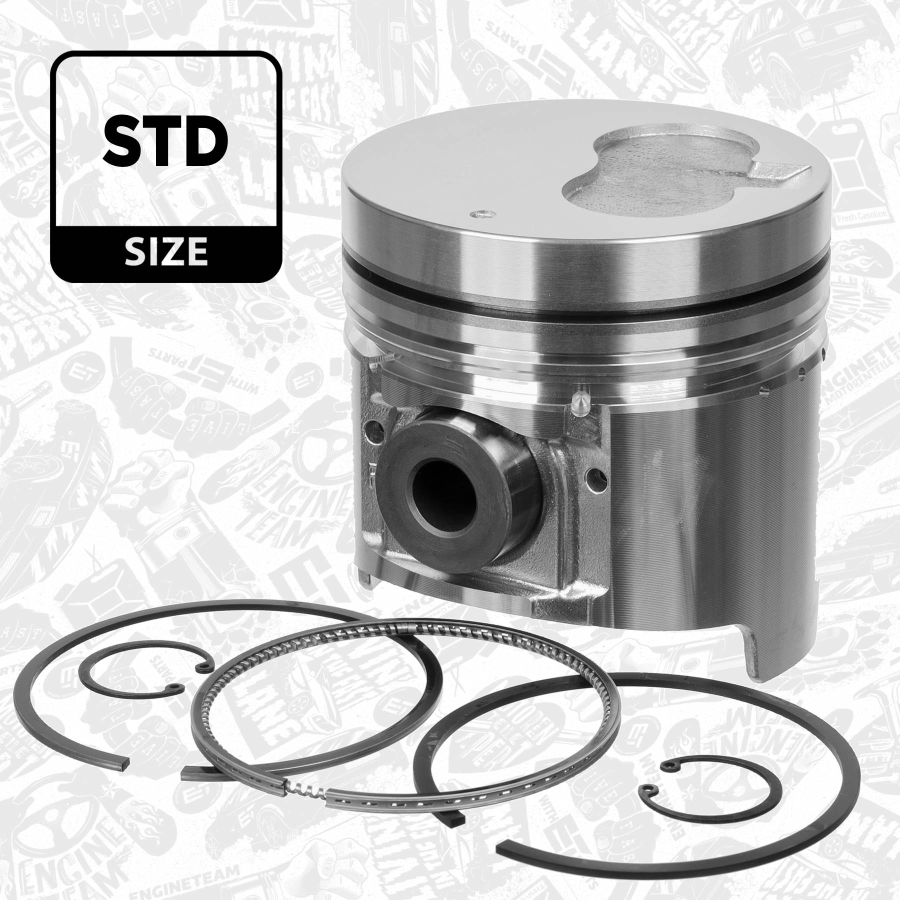 Piston with rings and pin - PM013500 ET ENGINETEAM - 4945016, 4944474 ...