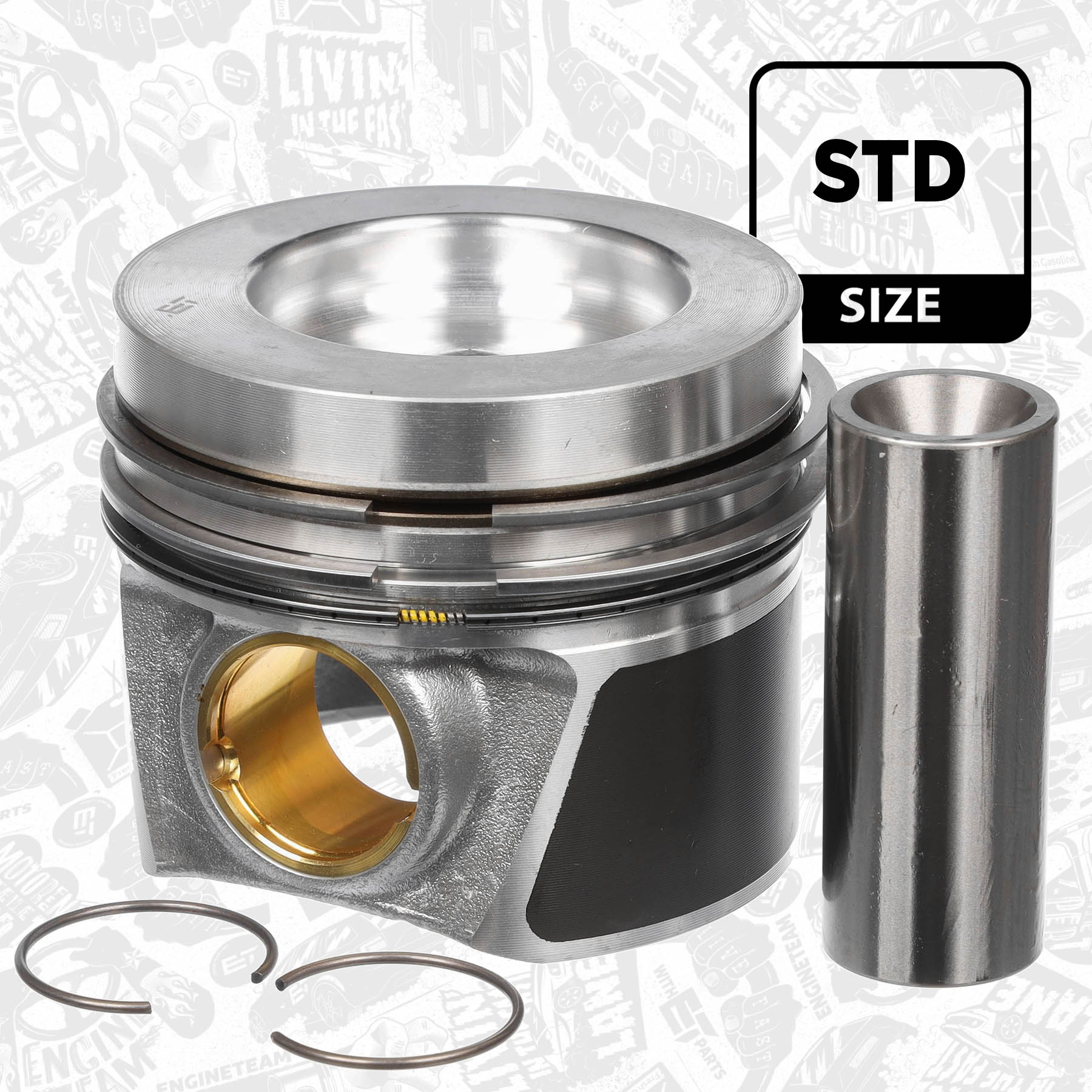 Piston with rings and pin - PM014300 ET ENGINETEAM - 04L107065AL ...