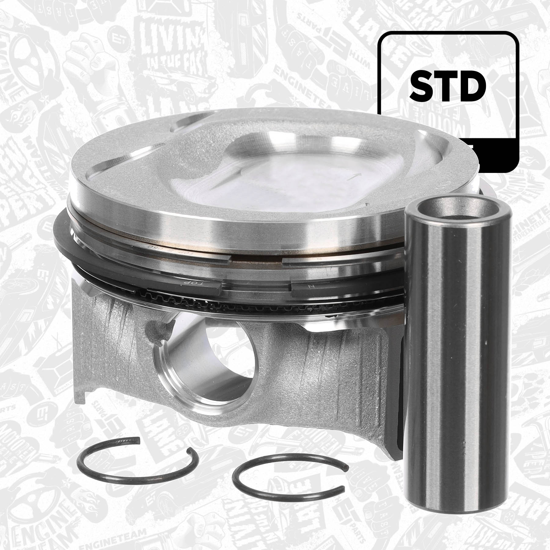 Piston with rings and pin - PM015100 ET ENGINETEAM - 03C107065BK ...