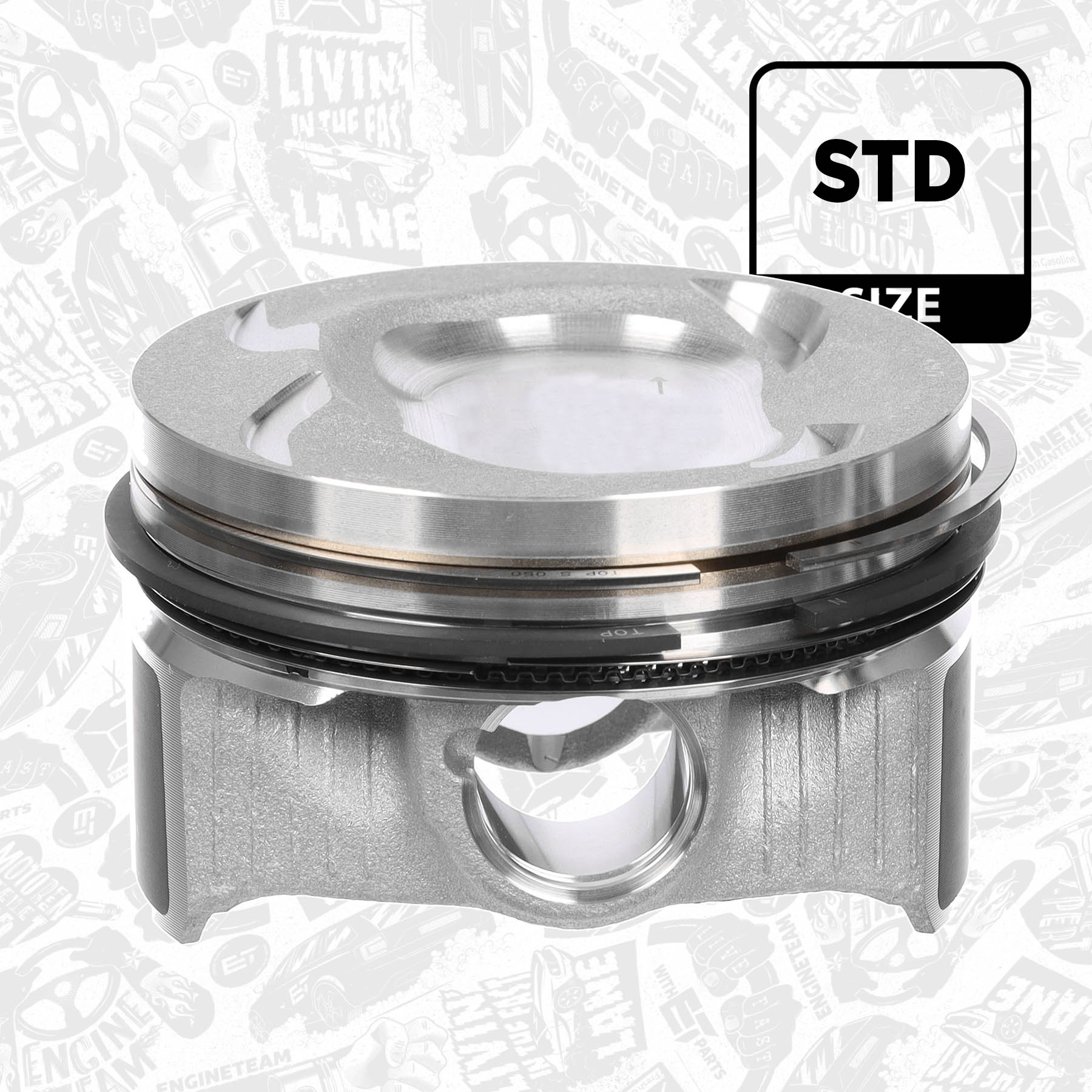 Piston with rings and pin - PM015100 ET ENGINETEAM - 03C107065BK ...