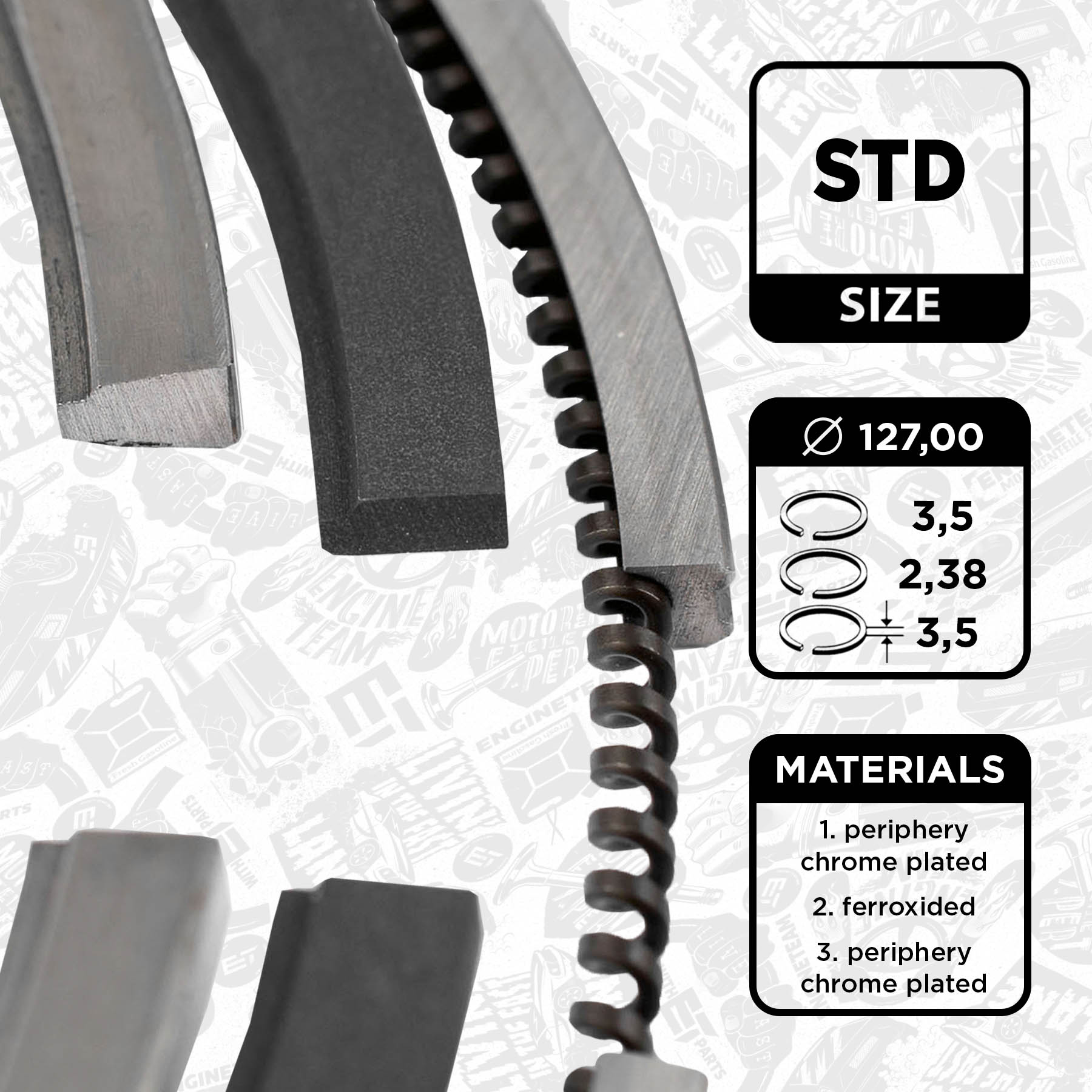 Piston Ring Kit - R1004600 ET ENGINETEAM - 1304642, 550255, 06106N0 | K ...