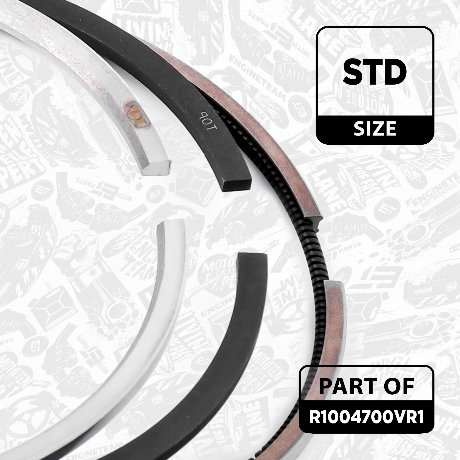 6x Piston Ring Kit - R1004700VR1 ET ENGINETEAM - 5001856104, 08-522900 ...