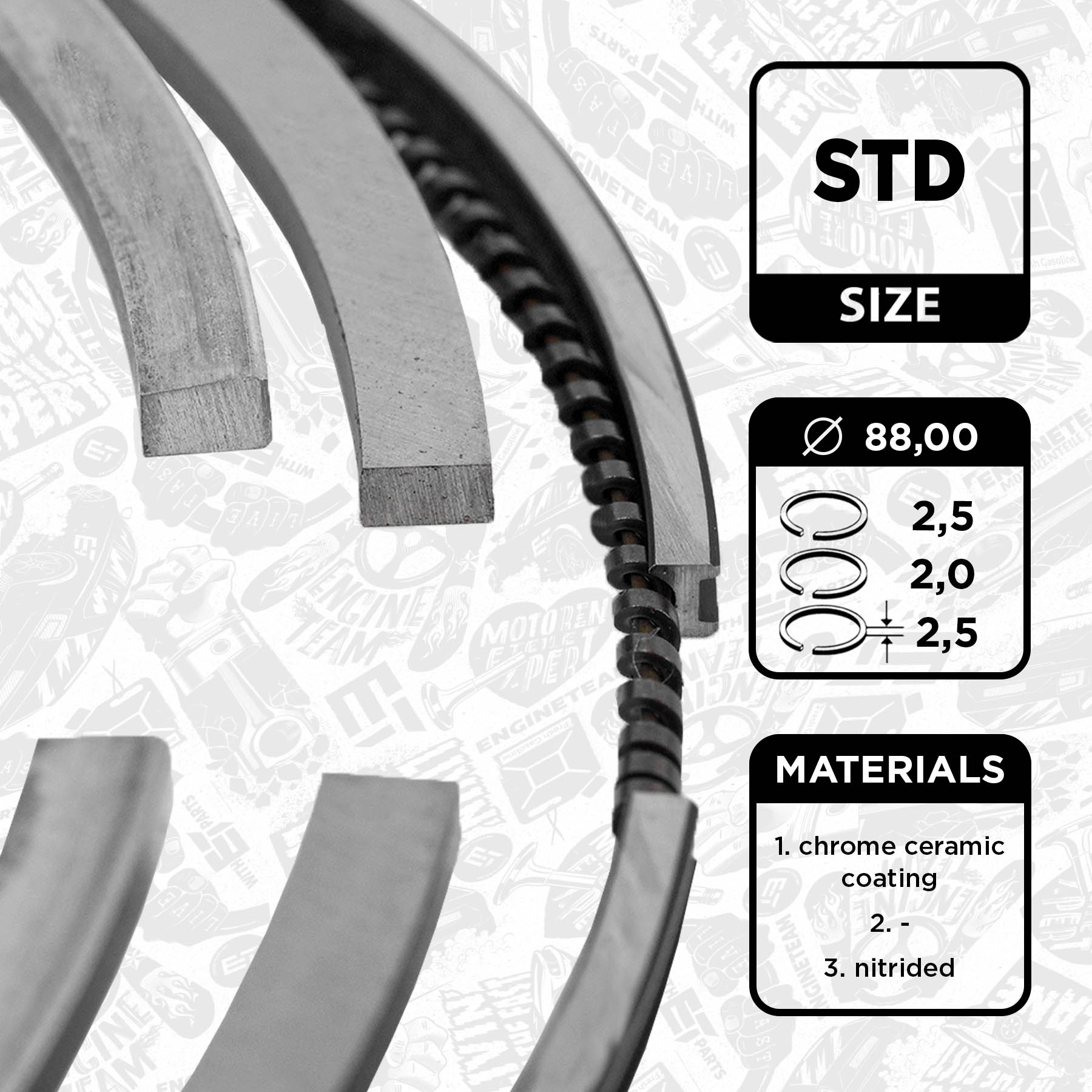 Piston Ring Kit - R1010700 ET ENGINETEAM - 500054821, 800114910000 | K ...