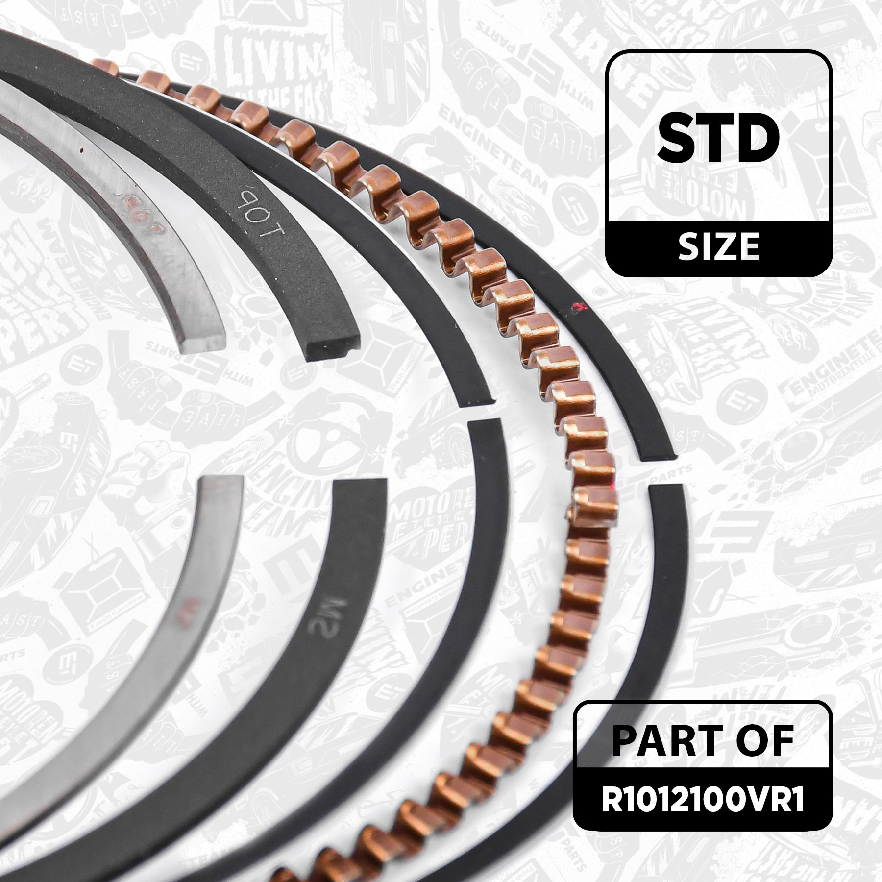 3x Piston Ring Kit - R1012100VR1 ET ENGINETEAM - 030198151E, 03061N0 ...