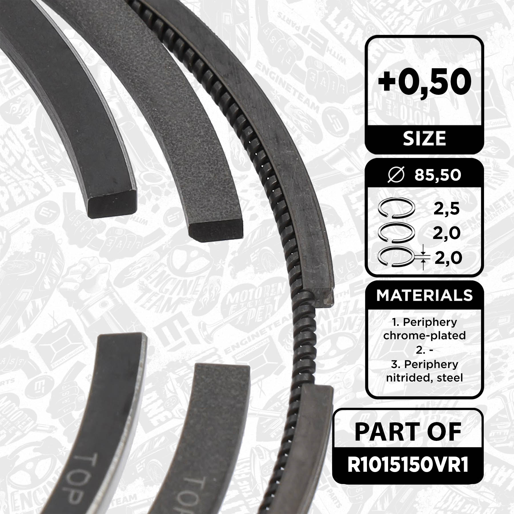 Piston Ring Kit - R1015150VR1 ET ENGINETEAM - 800074810050 | K MOTORSHOP