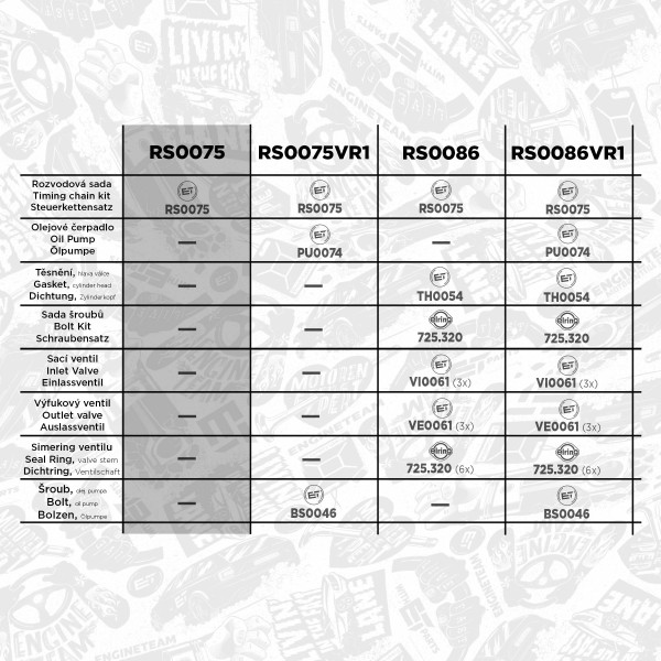 Timing Chain Kit - RS0075 ET ENGINETEAM - 03D109229, 03E109229 ...