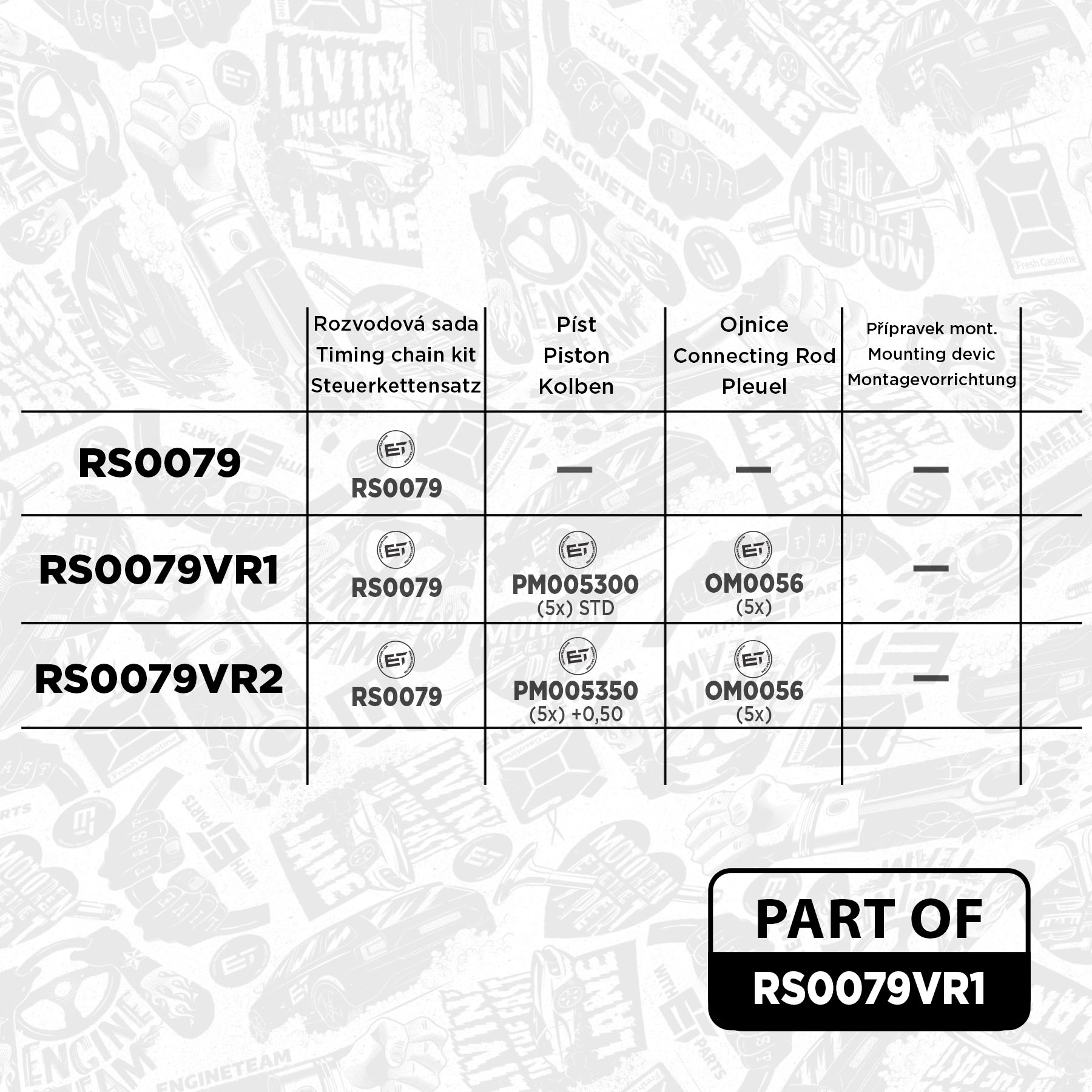 Timing Chain Kit - RS0079VR1 ET ENGINETEAM - 1372438, 1459439, 1459463 ...