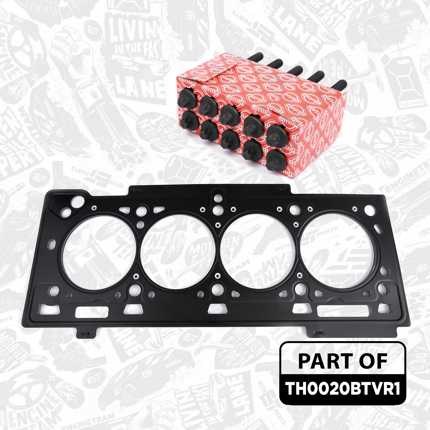 Gasket, cylinder head + bolt set - TH0020BTVR1 ET ENGINETEAM ...