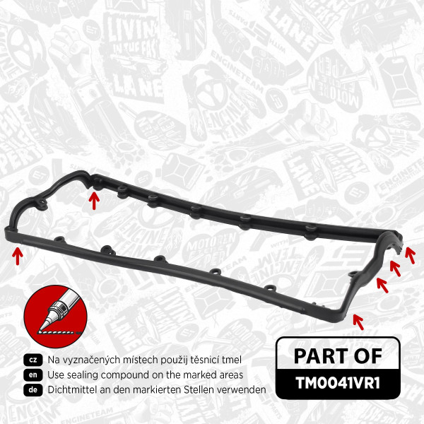 Gasket, cylinder head cover - TM0041VR1 ET ENGINETEAM - 070103469A ...
