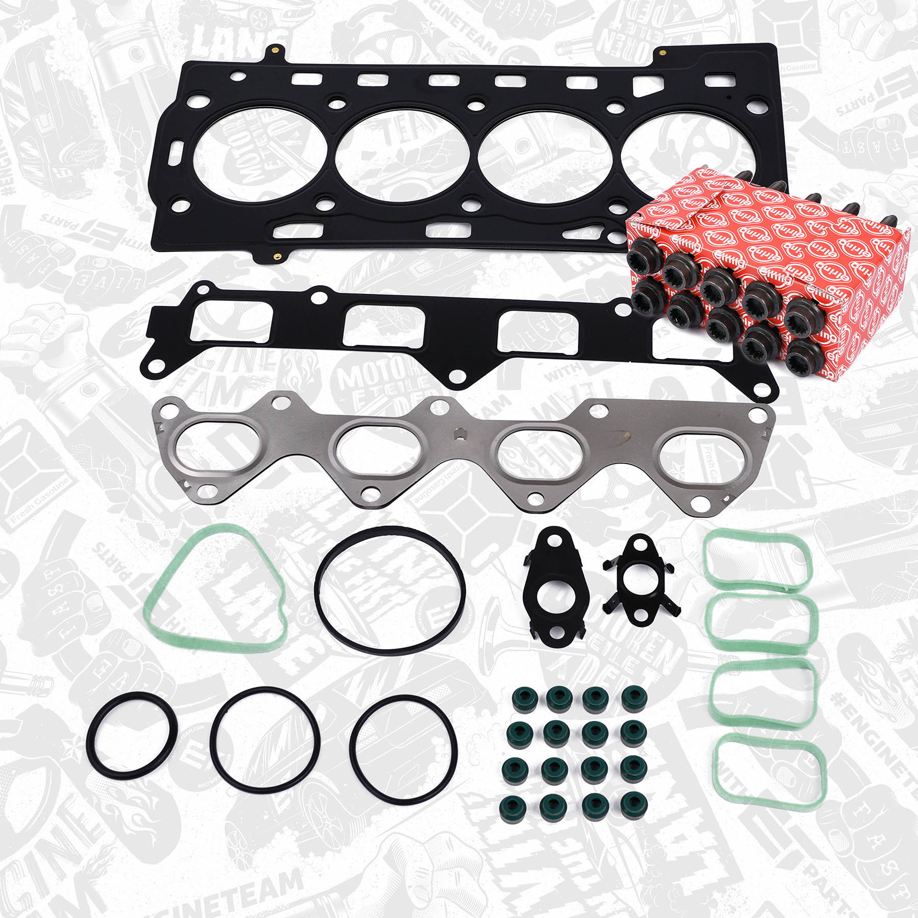 Gasket Set, cylinder head + bolt set - TS0034BT ET ENGINETEAM ...