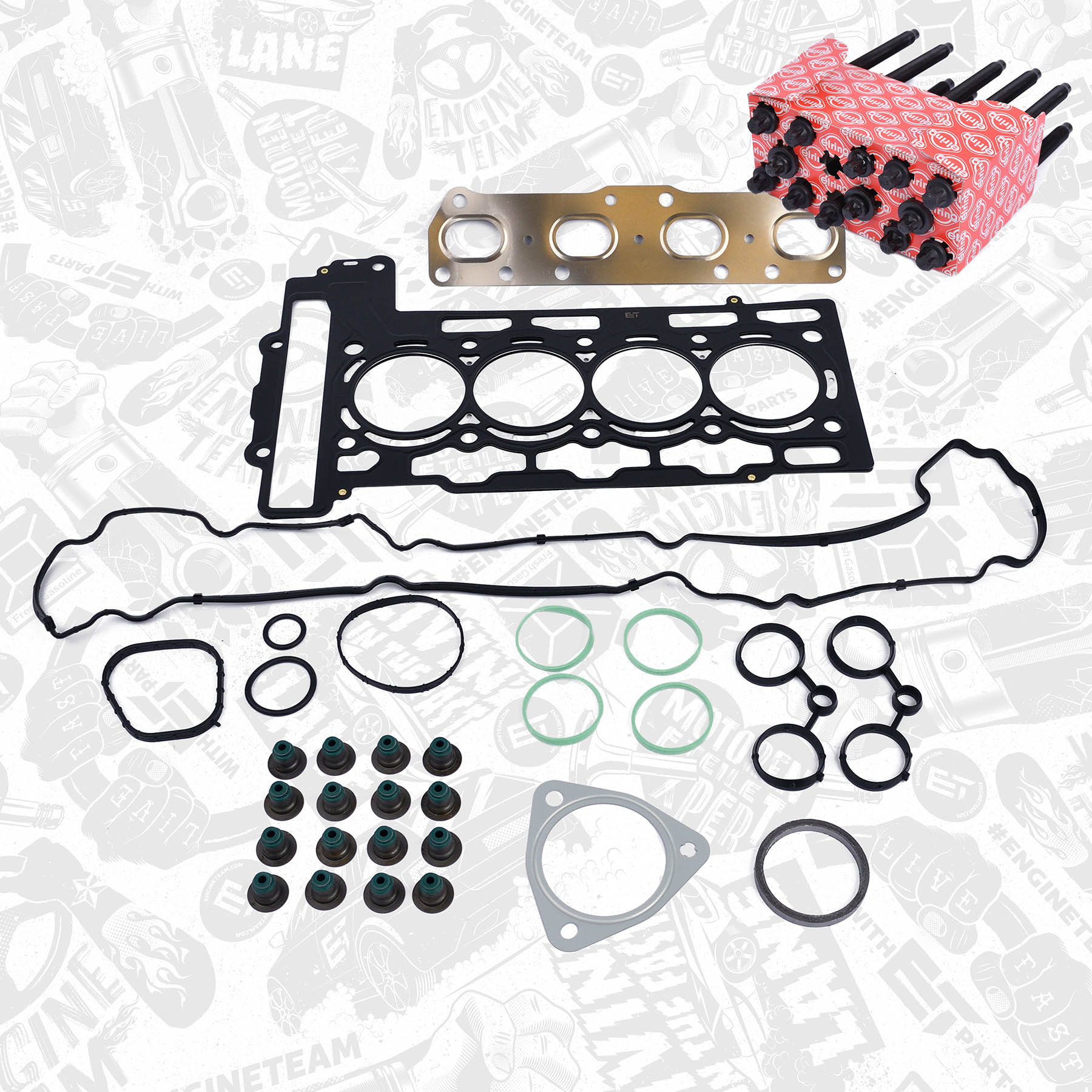 Gasket Set, cylinder head + bolt set - TS0039BT ET ENGINETEAM ...