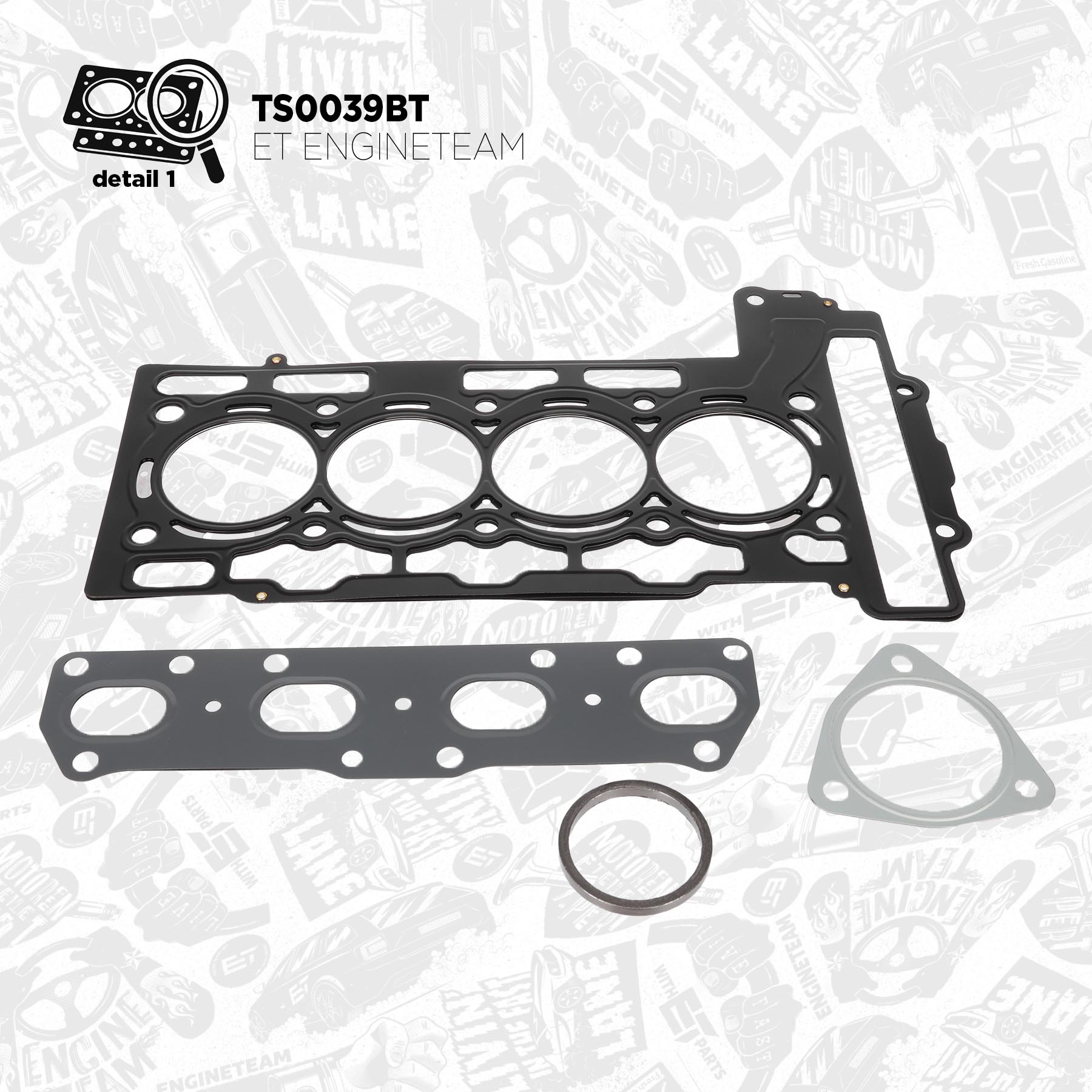 Gasket Set, cylinder head + bolt set - TS0039BT ET ENGINETEAM ...