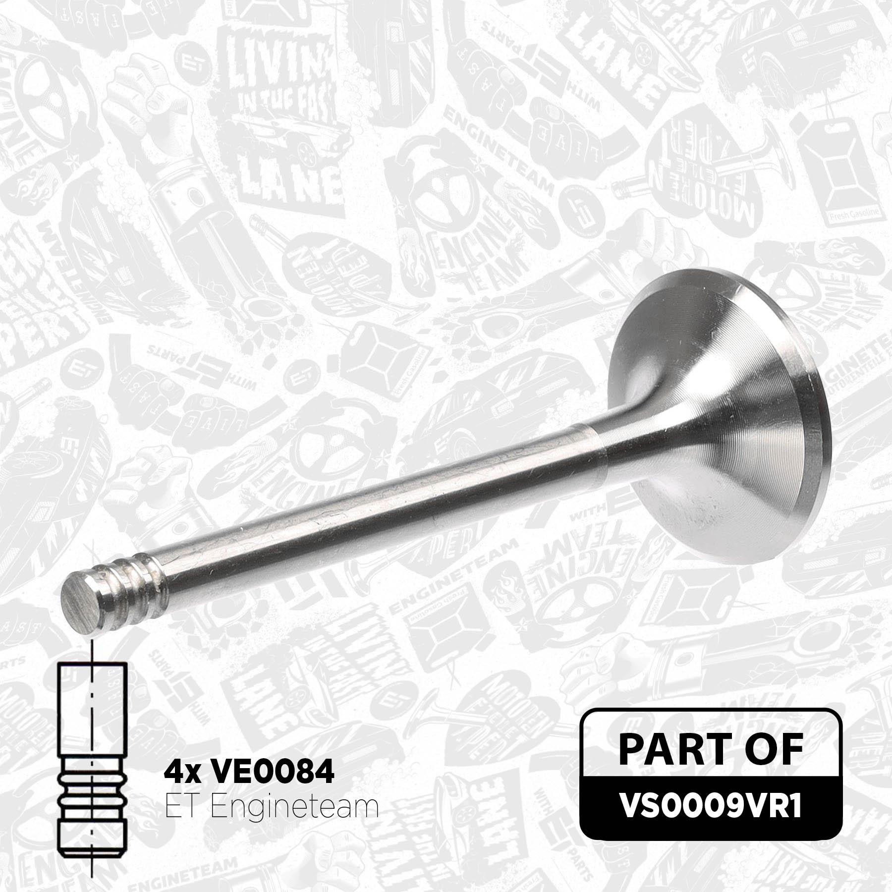 Valve Kit, intake/exhaust valve - VS0009VR1 ET ENGINETEAM - 078109611C ...