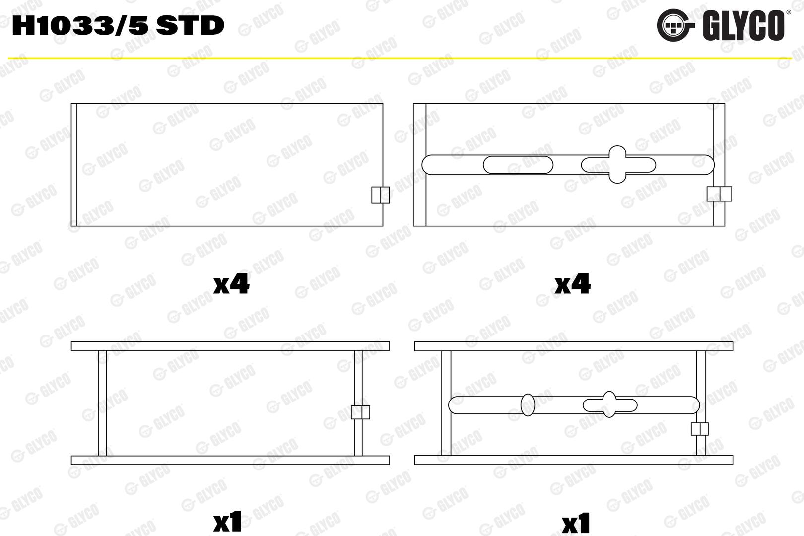 Crankshaft Bearing Shell - H1033/5 STD GLYCO - C5NE6333AZ/BZ ...