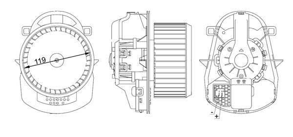 Interior Blower - AB258000S MAHLE - 7P0820021B, 7P0820021H, 351150-764 ...