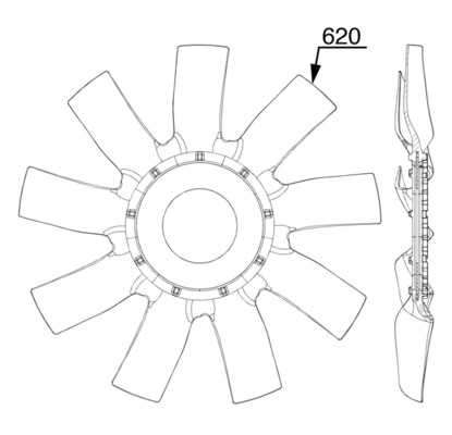 Fan Wheel, engine cooling - CFW91000P MAHLE - 87383688, 20003291 ...