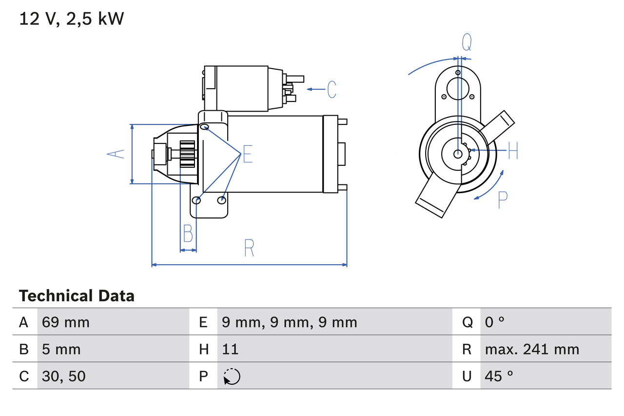Starter - 0986022020 BOSCH - 12417798006, 12417804140, 12417812034 | K ...