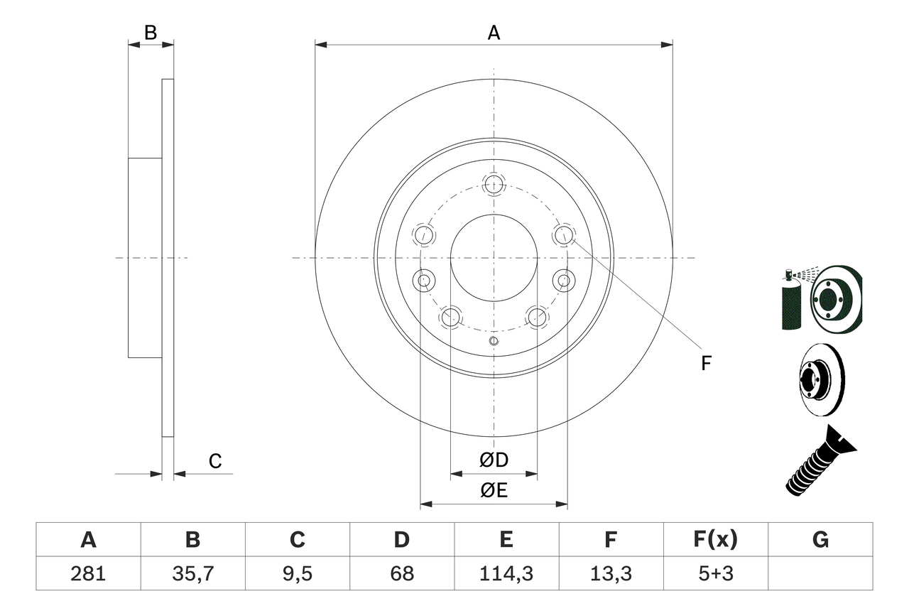 Brake Disc - 0986479E55 BOSCH - D10E-26-251, 08.D222.11, 1815313285 | K ...