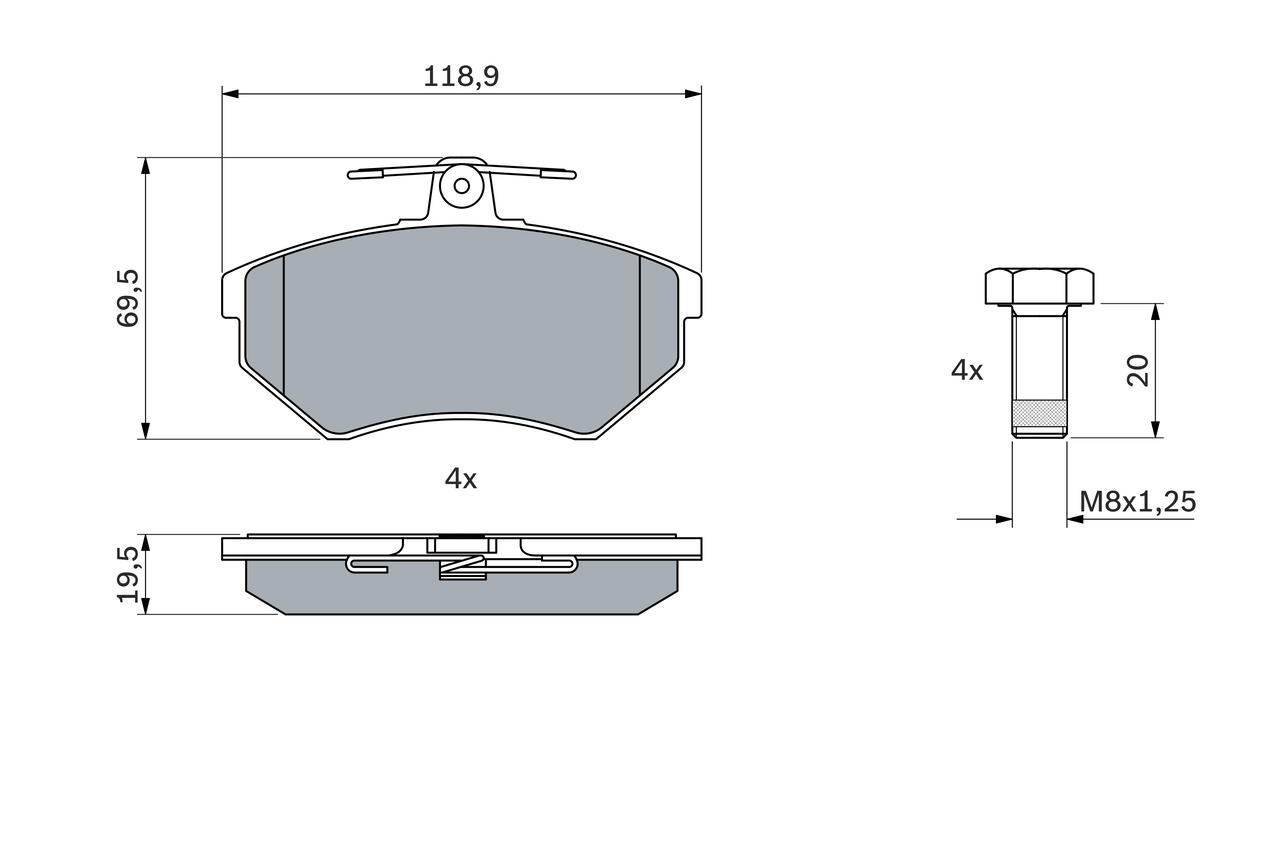 Brake Pad Set, disc brake - 0986494726 BOSCH - 357698151B, A113501080 ...