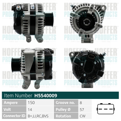 Alternator - HOFH5540009 HOFFER - YLE500200, YLE500400, LR008861 | K ...