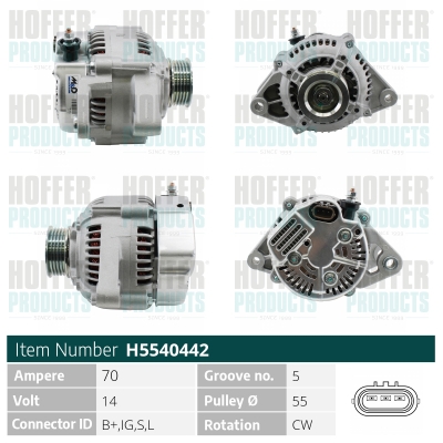 Alternator - HOFH5540442 HOFFER - 27060-02040, 27060-15080, 27060-15100 ...