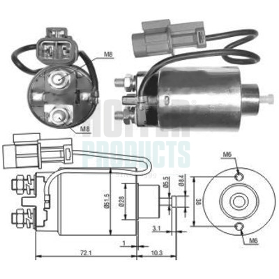 Solenoid Switch, starter - HOF46180 HOFFER - 23300-86G10*, M1T60285 ...