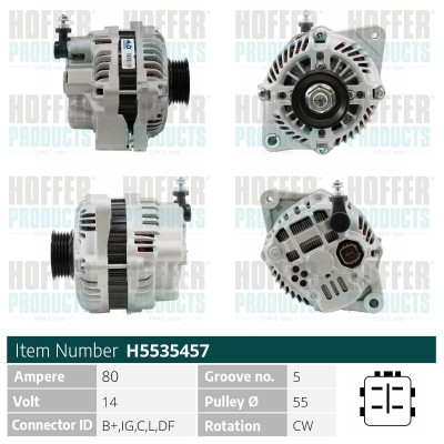 Alternator - HOFH5535457 HOFFER - 31400-80J00, A5TG0291, 31400-65J10 ...