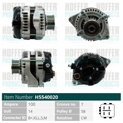 Alternator - HOFH5540020 HOFFER - 27060-30130, 27060-30060, 27060-30131 ...