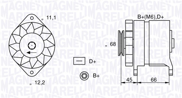 Alternator - 063321112010 MAGNETI MARELLI - 4395131, 9516714 ...