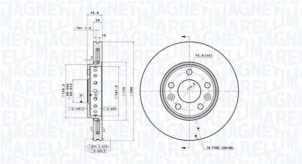 Brake Disc - 360406108301 MAGNETI MARELLI - 402060002R, 402064408R ...